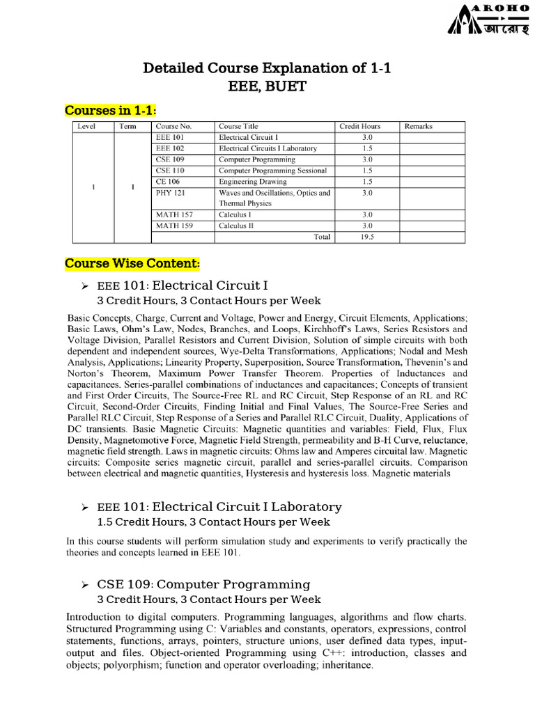 Eee Course Explanation of 1-1 | PDF