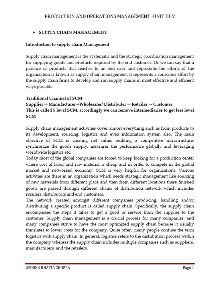 SCM - Quality Etc PRODUCTION AND OPERATIONS MANAGEMENT | PDF | Supply ...