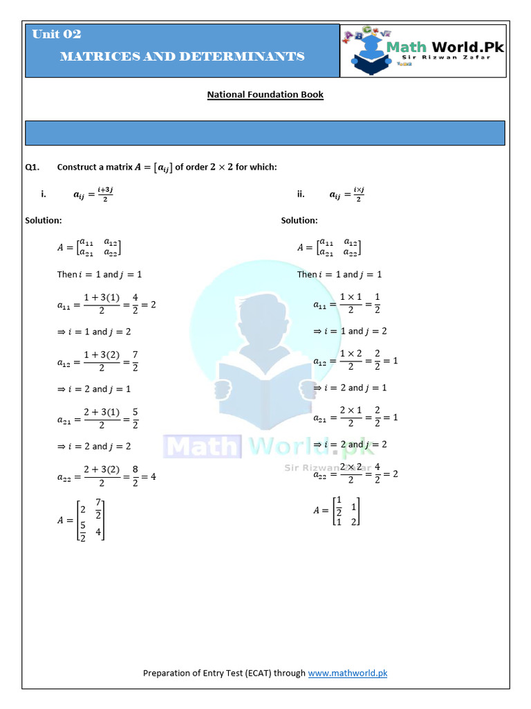 Ex. 2.2 FSC Part-1 National Foundation Book | PDF | Mathematical ...