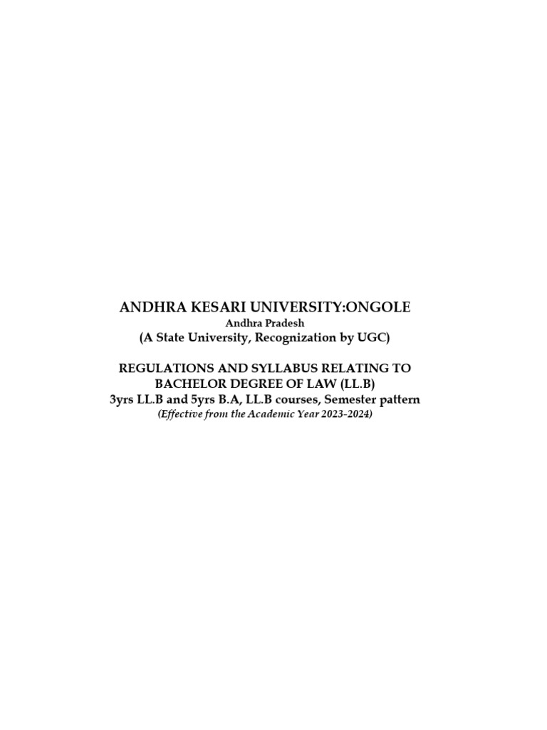 3 5 Llb Andhra Kesari University Syllabus Final Modified 1 (1) | PDF | Tort | Guarantee
