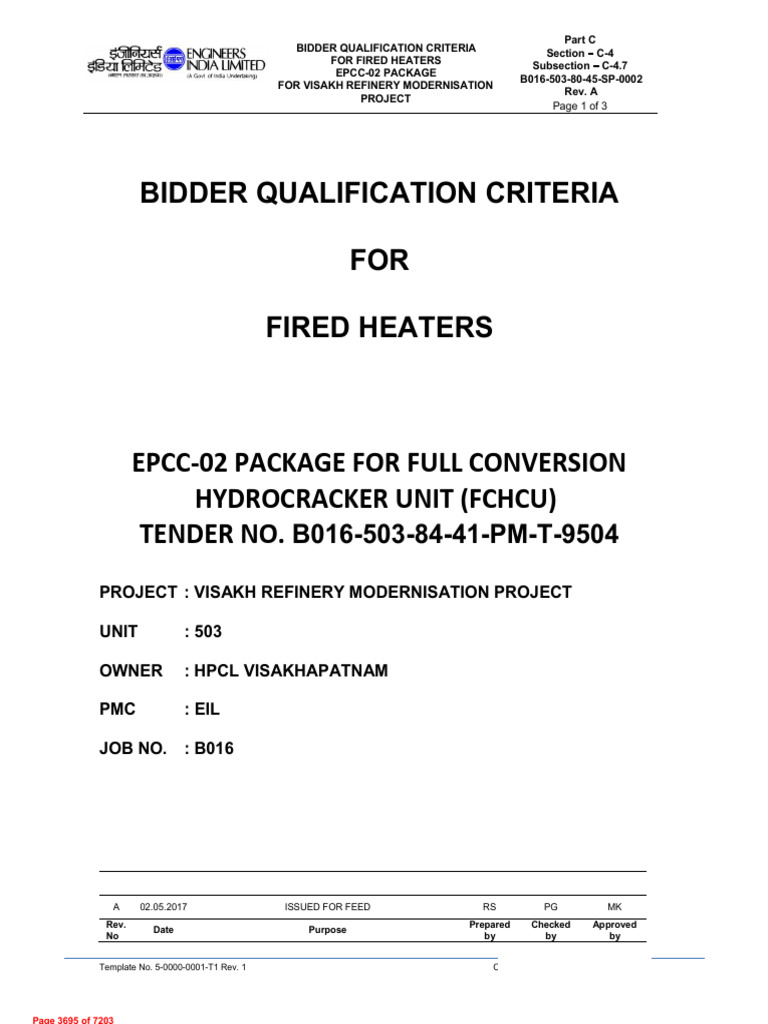 Bidder Qualification Criteria For Fired Heater | PDF