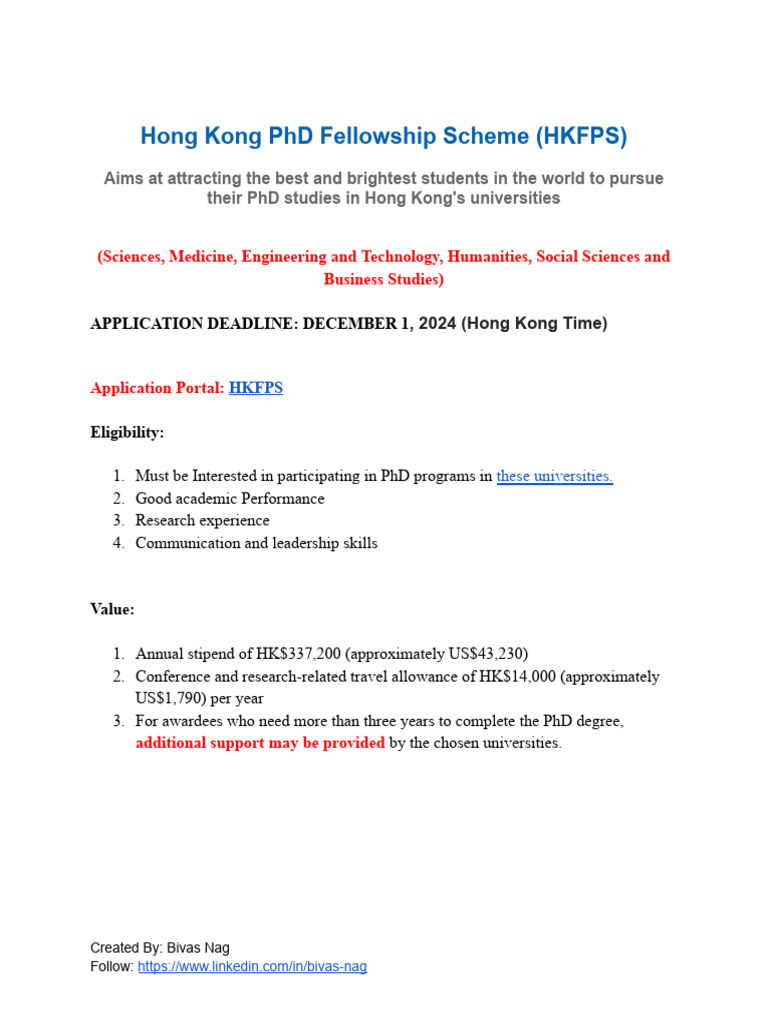 Hong Kong PHD Fellowship Scheme (HKPFS) | PDF