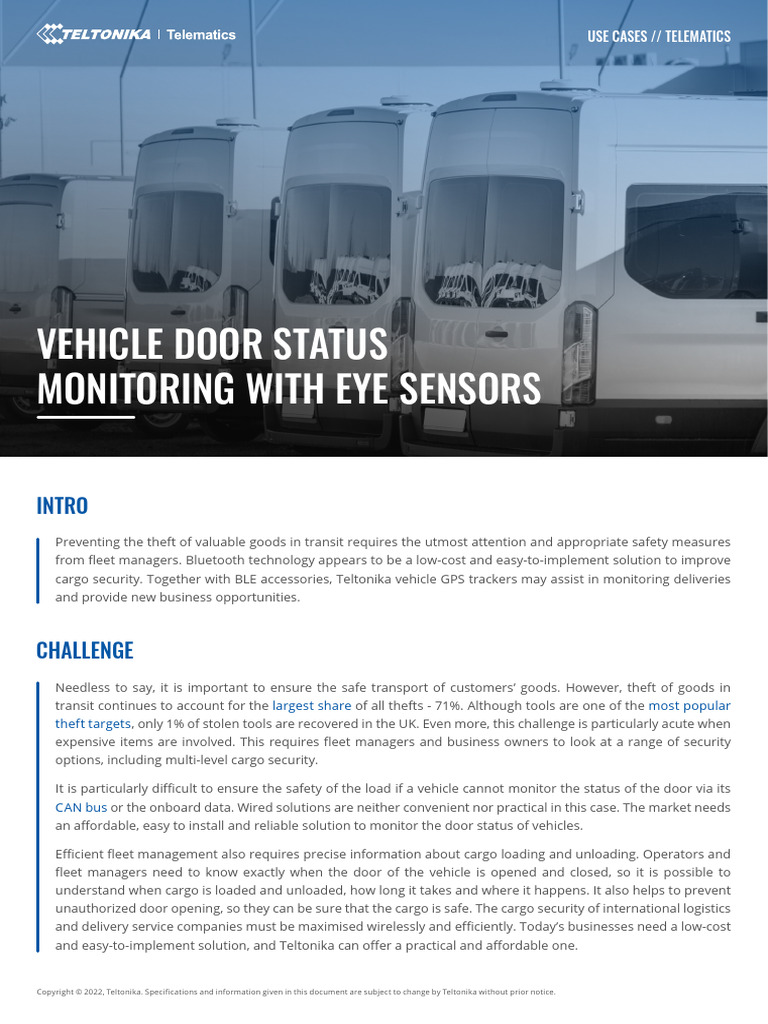 Vehicle Door Status Monitoring With Eye Sensors en 2 | PDF ...