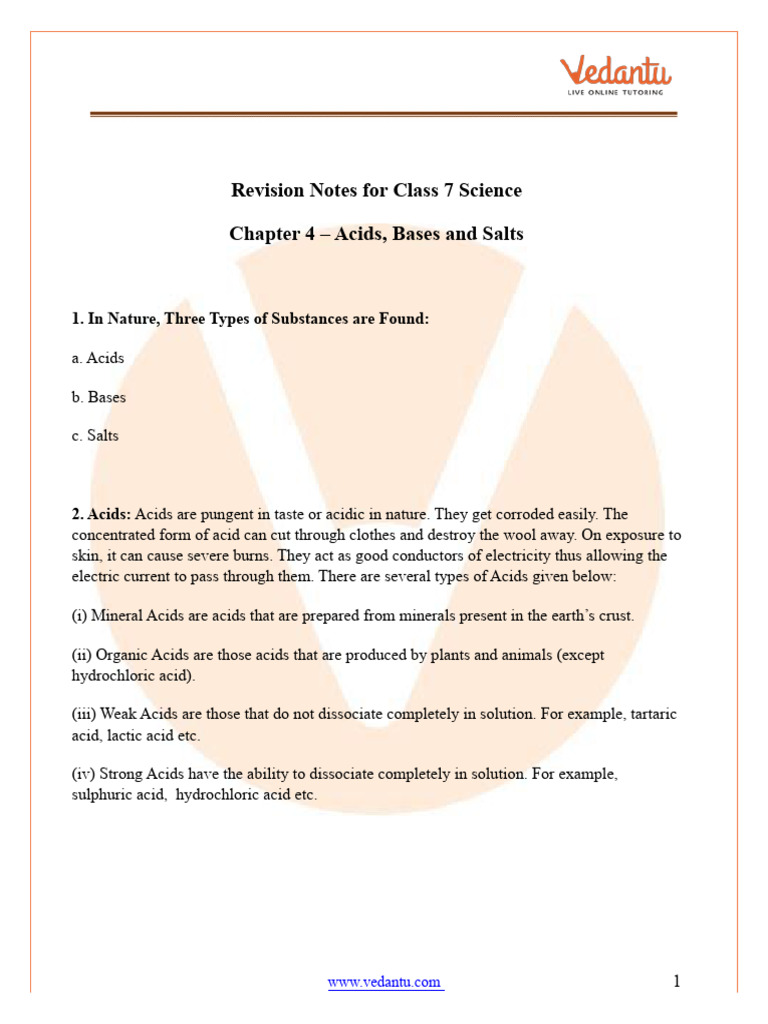 CBSE Science Chapter 4 Acids, Bases and Salts Class 7 Notes FREE PDF ...