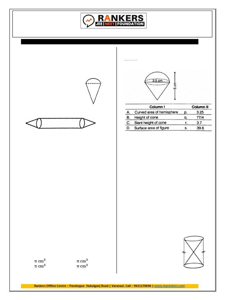 Surface Area and Volume Problems | PDF | Sphere | Euclidean Geometry