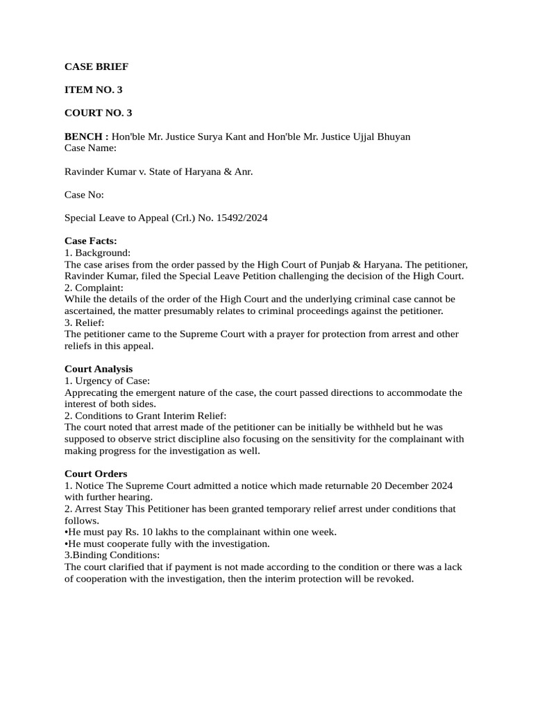 CASE BRIEF Item No. 3 | PDF