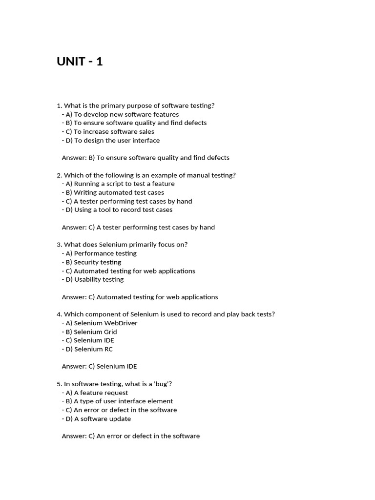 Software Testing Questions | PDF | Software Testing | Selenium (Software)