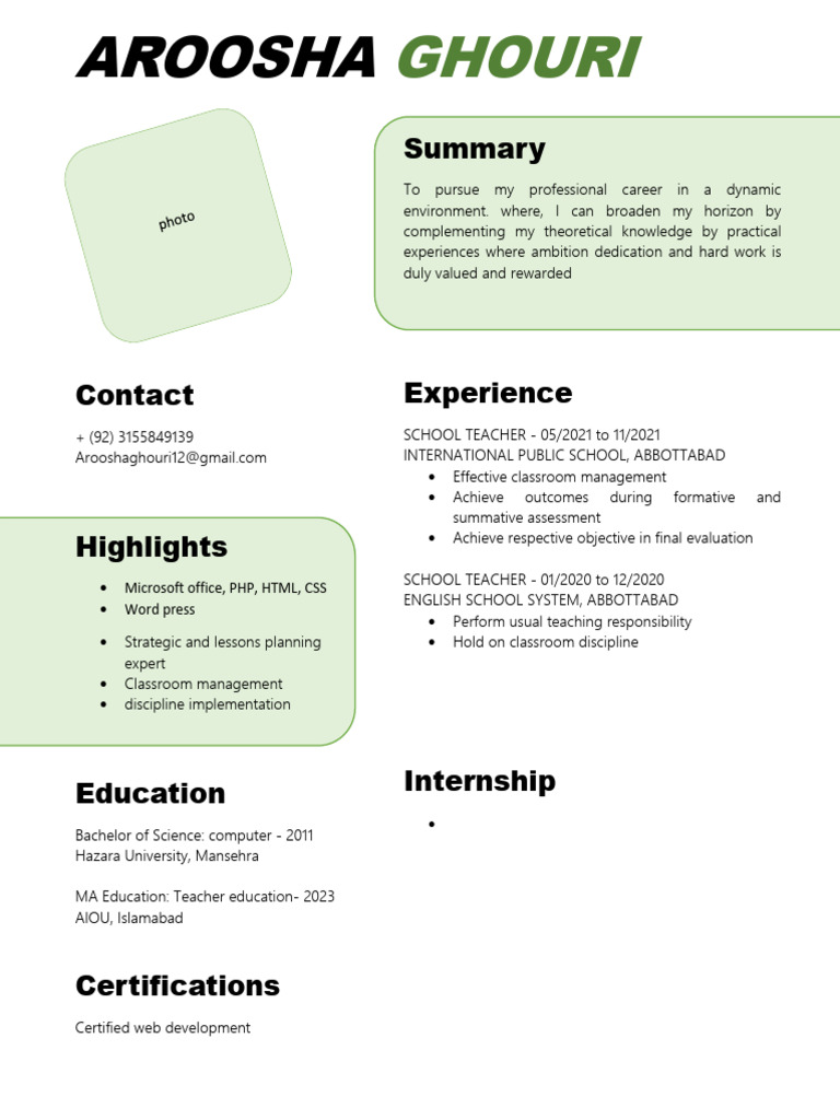 aroosha cv pdf | PDF