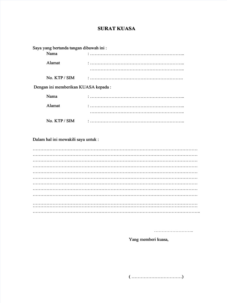 PDF Contoh Surat Kuasa Kosong - Compress | PDF