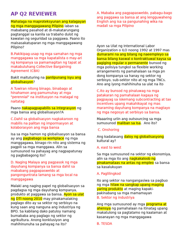 Ap Q2 Reviewer | PDF