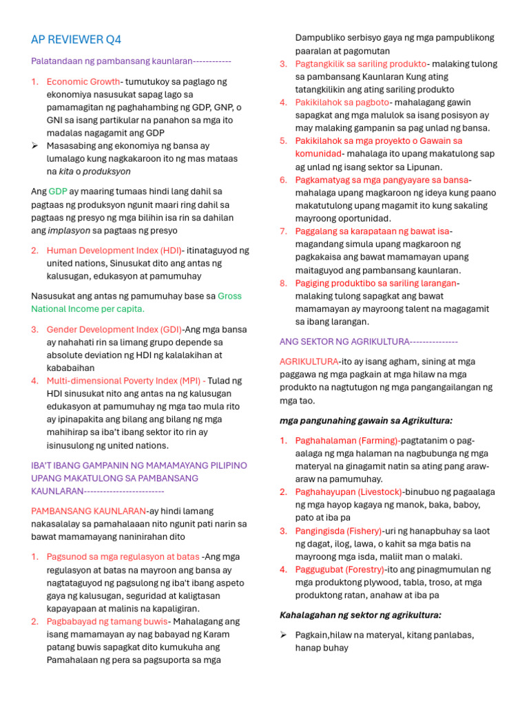 Ap Reviewer Q4 | PDF