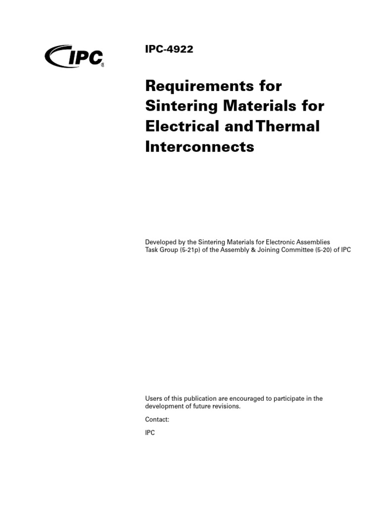 IPC-4922-TOC | PDF | Sintering | International System Of Units