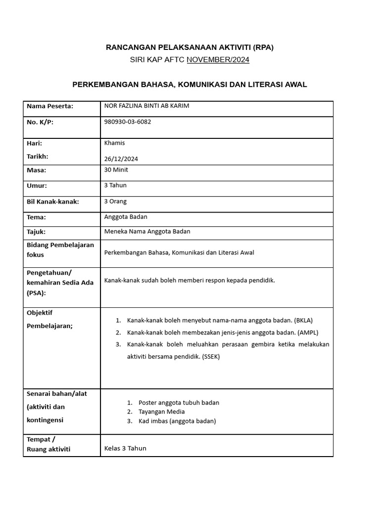 RPA BKLA (FAZLINA) | PDF