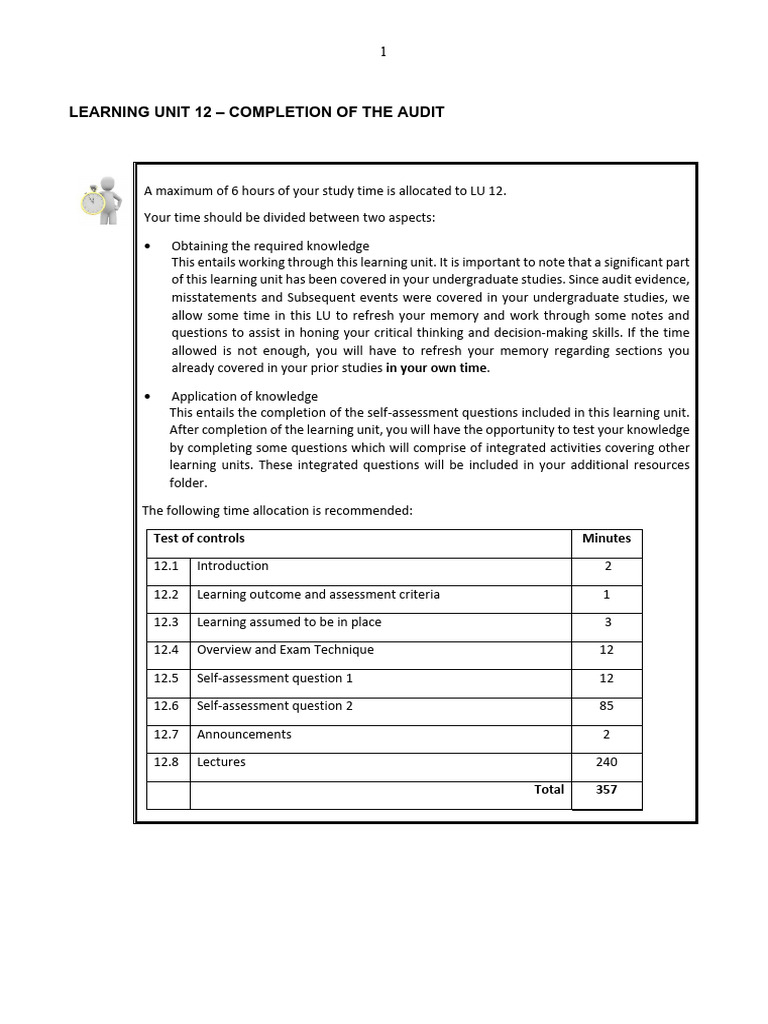 LU12 - Completion of The Audit | PDF | Audit | Going Concern