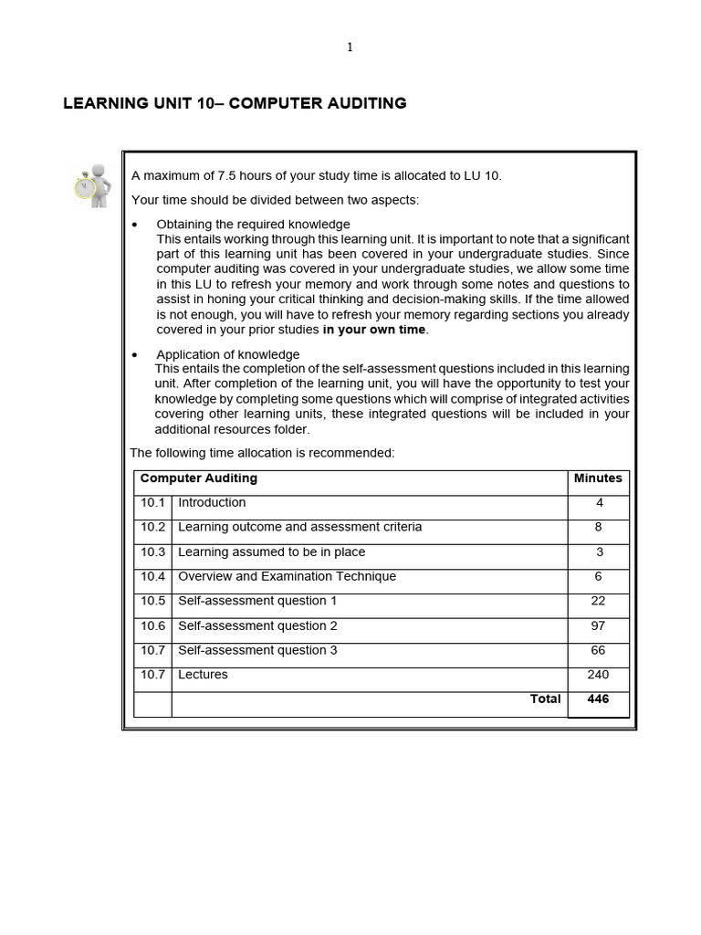 Learning Unit 10_Computer auditing | PDF | Audit | Internal Control