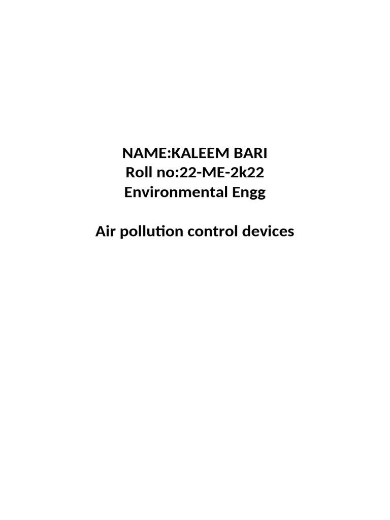 Air Pollution Control Device Kaleem | PDF | Exhaust Gas | Air Pollution