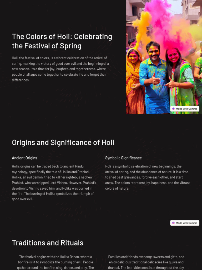 Holi: Symbolism of Colors and Unity | PDF