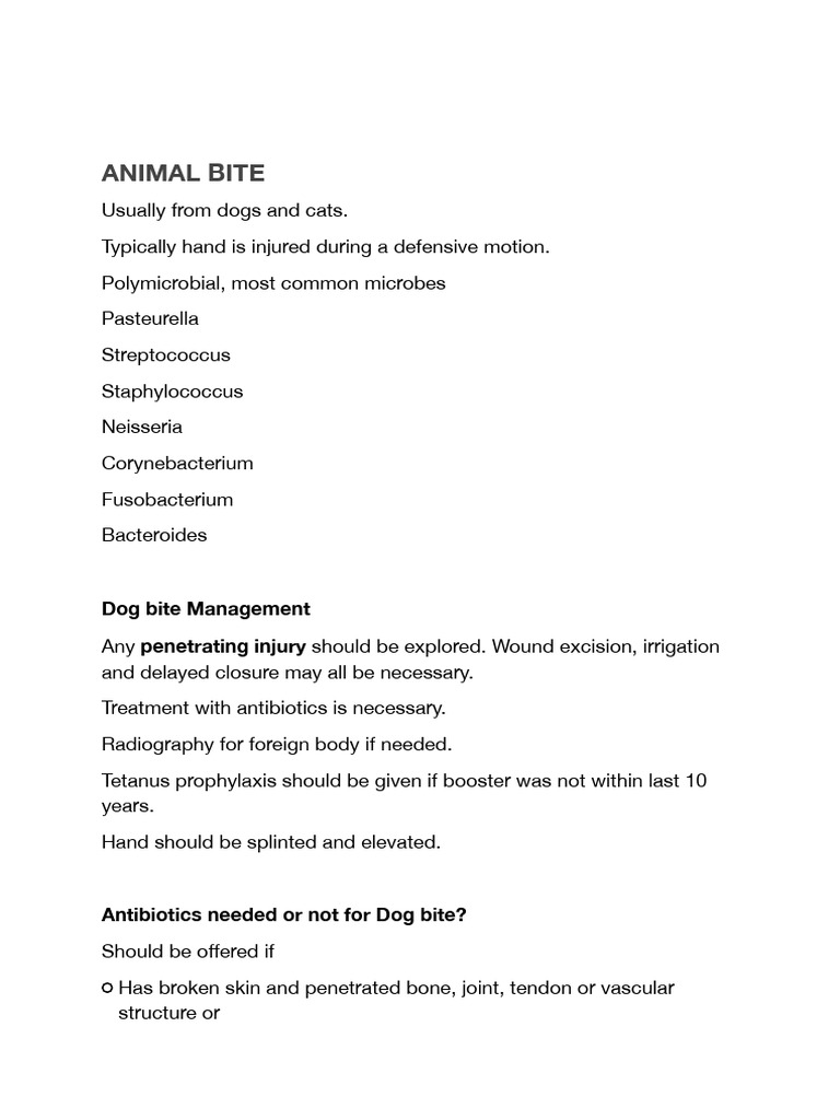 Dog and Cat Bite Management Guide | PDF | Rabies | Wound