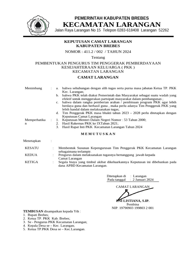 SK PKK Tahun 2024 | PDF