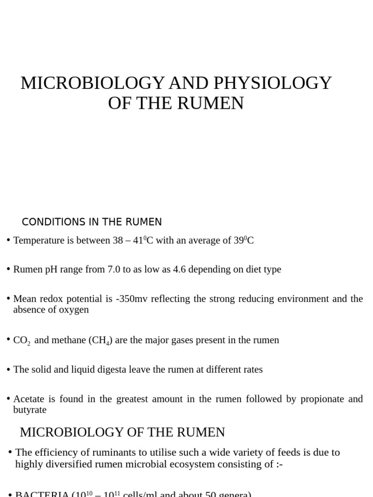 Microbiology and Physiology of The Rumen | PDF | Ruminant | Bacteria