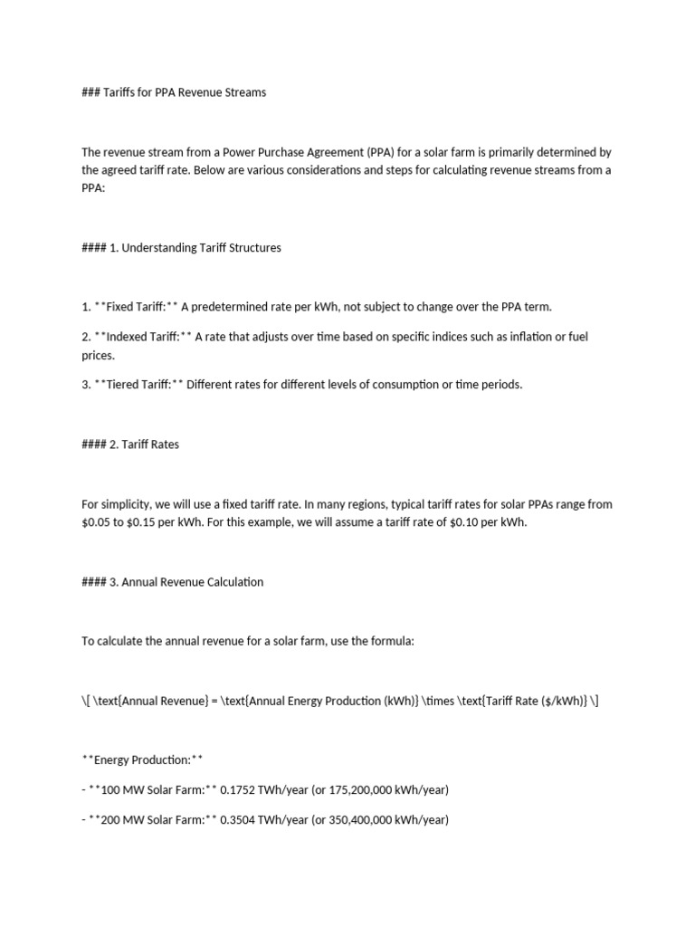 Tariffs For PPA | PDF