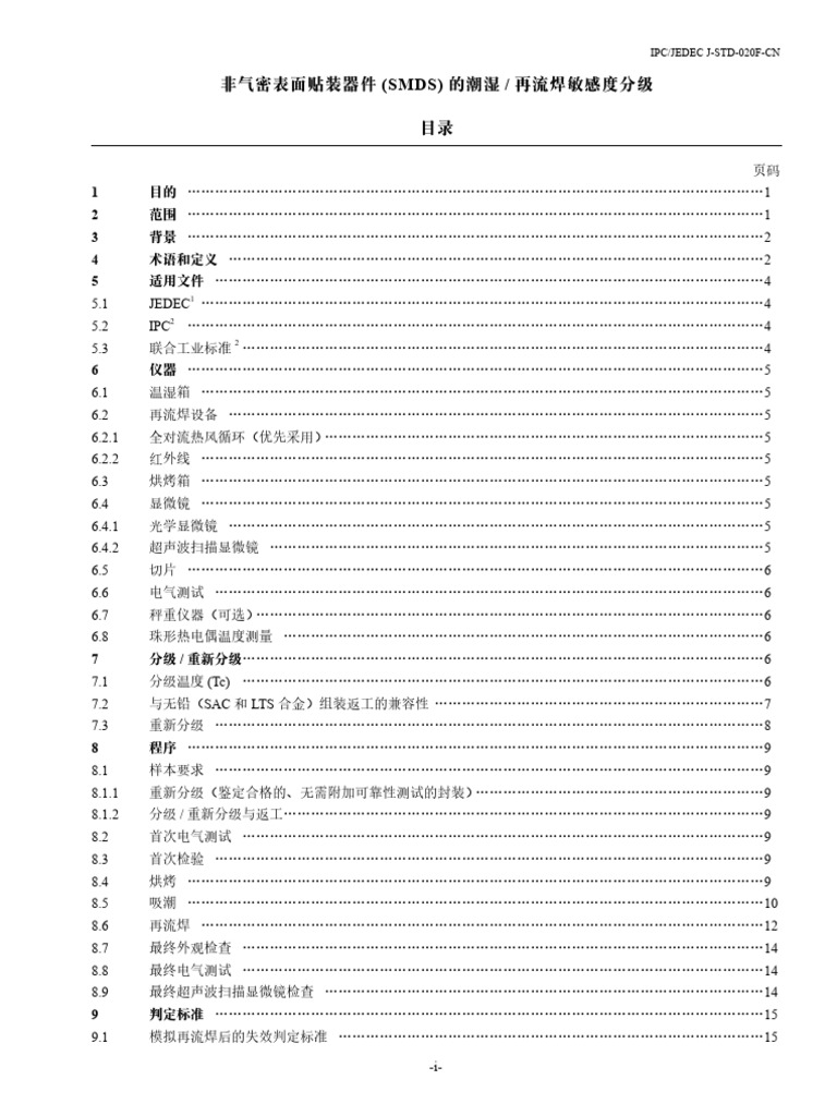 Ipc Jedec J STD 020F CN Toc | PDF
