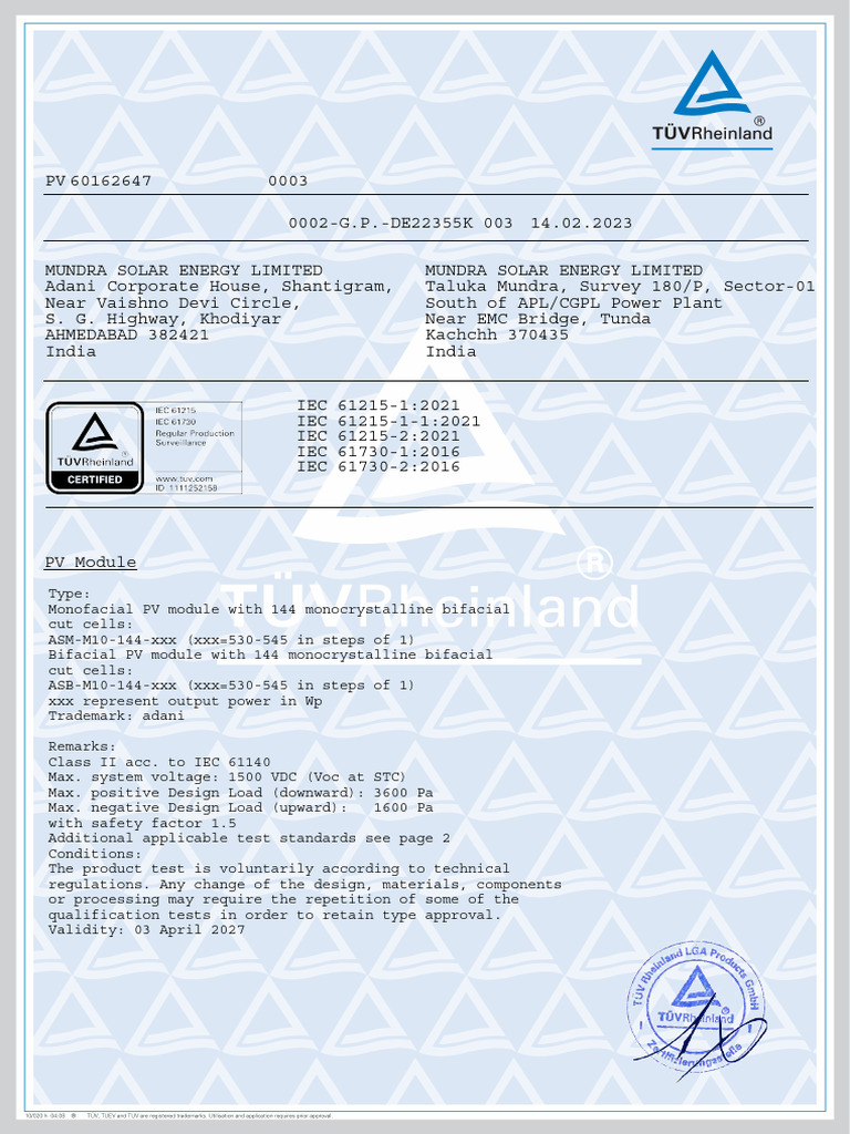 IEC61215 - 2016 and IEC 61730 - 2021 - M10 | PDF | Solar Panel ...
