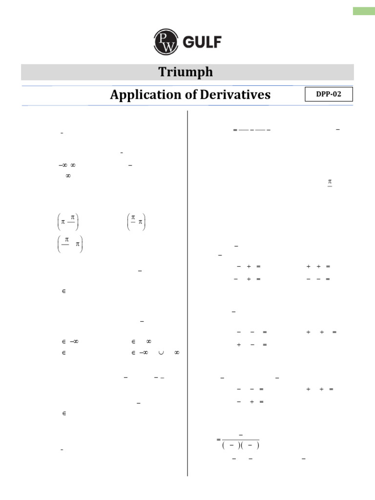 Application of Derivatives - DPP 02 | PDF | Tangent | Slope