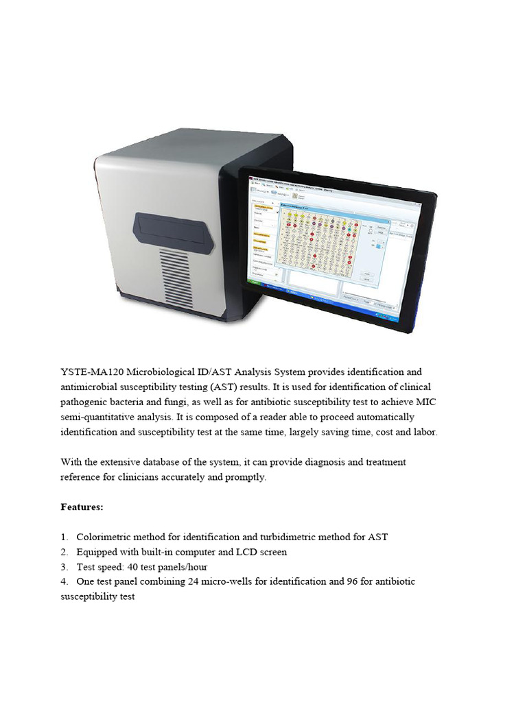 YSTE-MA120 Microbiological IDAST Analysis System | PDF