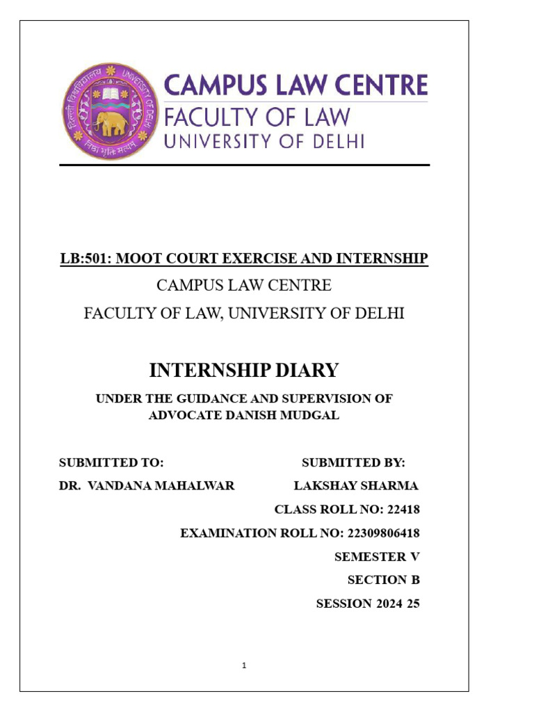Internship Diary Lakshay Format | PDF | Lawsuit | Affidavit