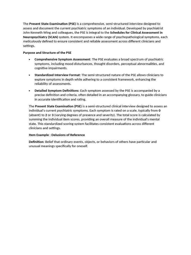 The Present State Examination | PDF