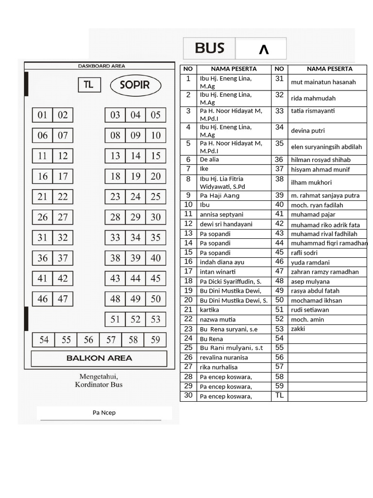 Denah Duduk Bis | PDF