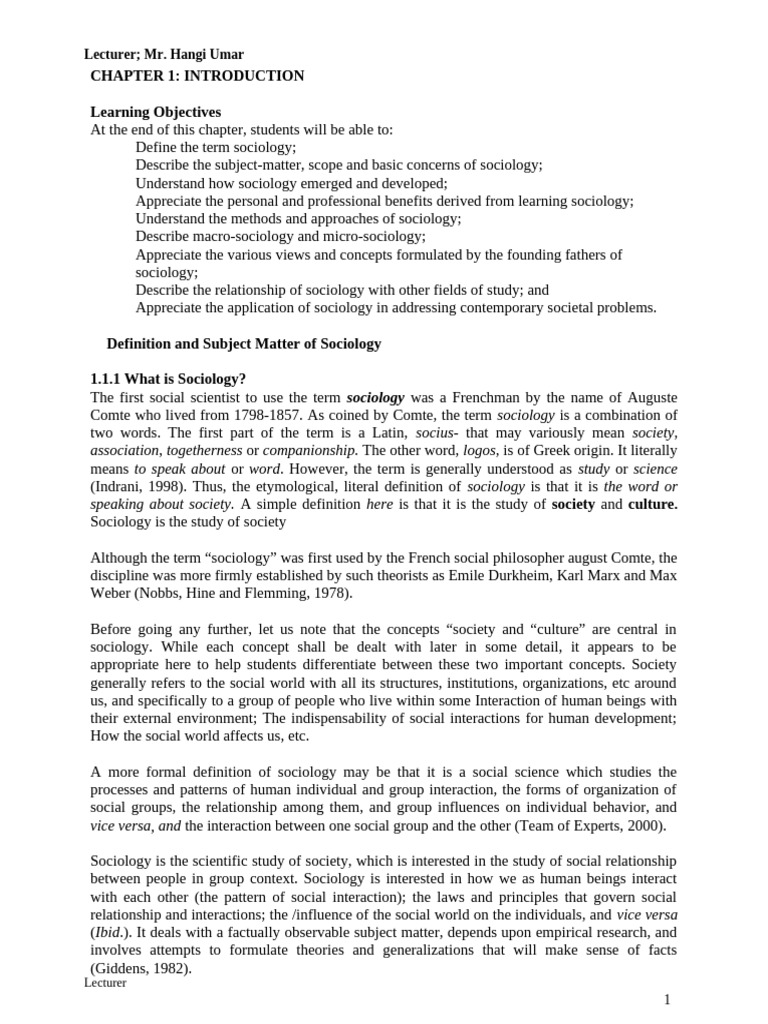 Introduction to Sociology Concepts | PDF | Sociology | Science