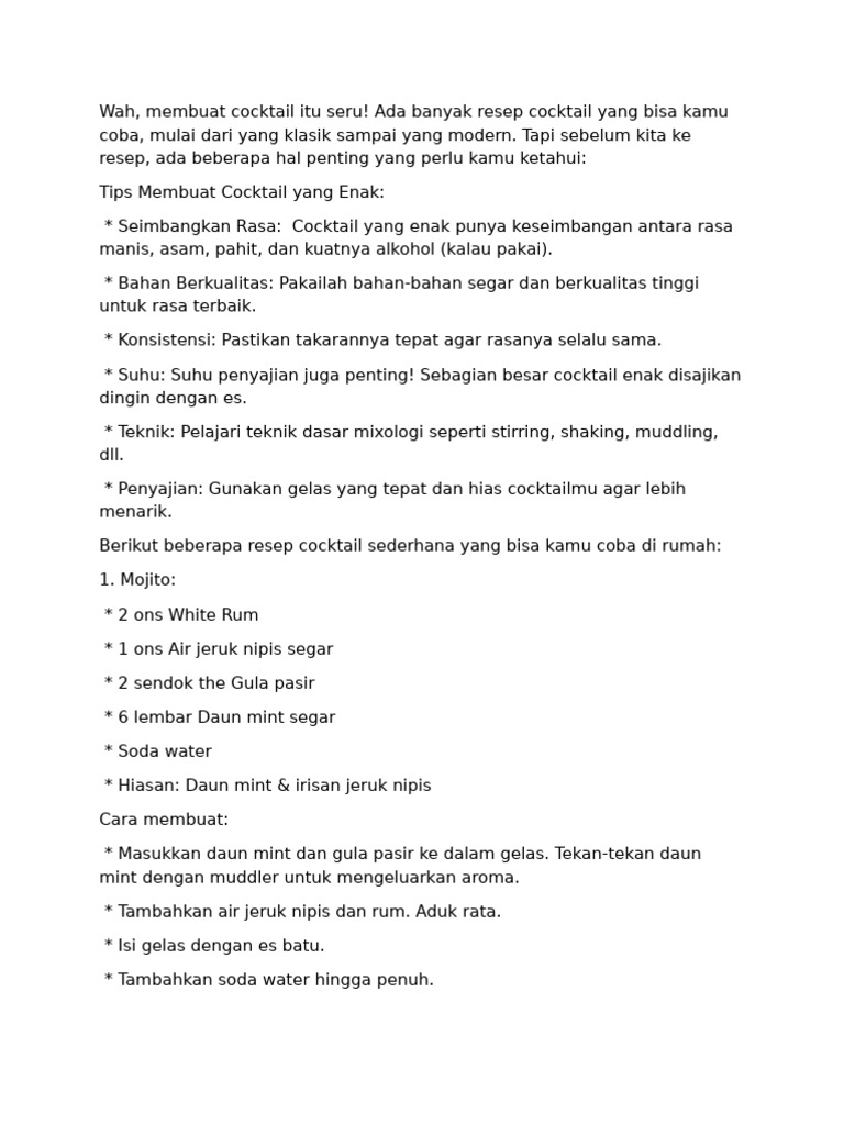 Tips & Resep Cocktail Sederhana | PDF