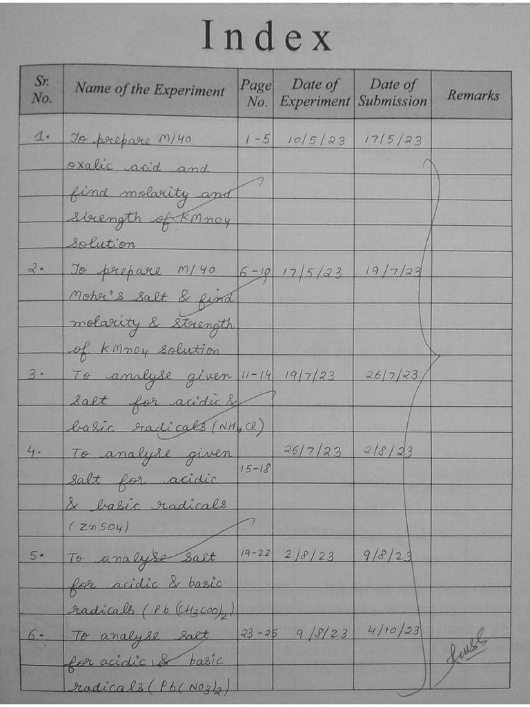 Chemistry Practical Record | PDF
