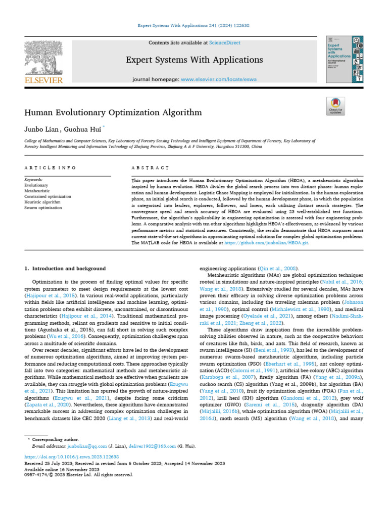 Human Evolutionary Algorithm Insights | PDF | Metaheuristic | Mathematical Optimization
