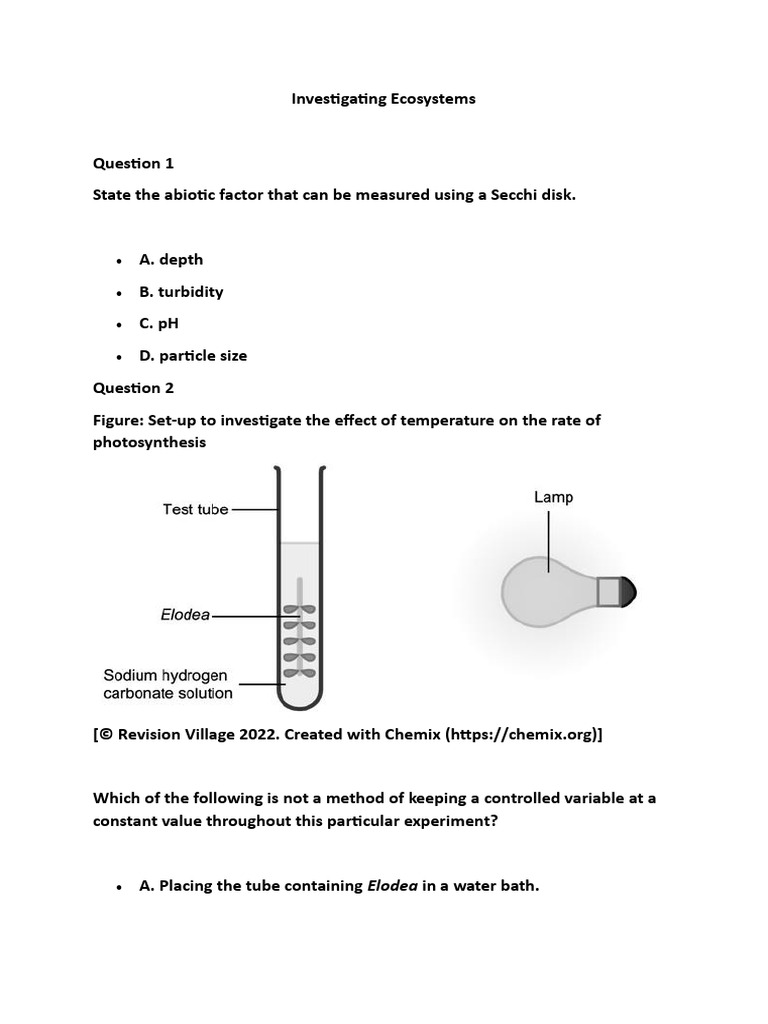 Ecosystem Investigation Questions and Analysis | PDF | Water | Ecosystem
