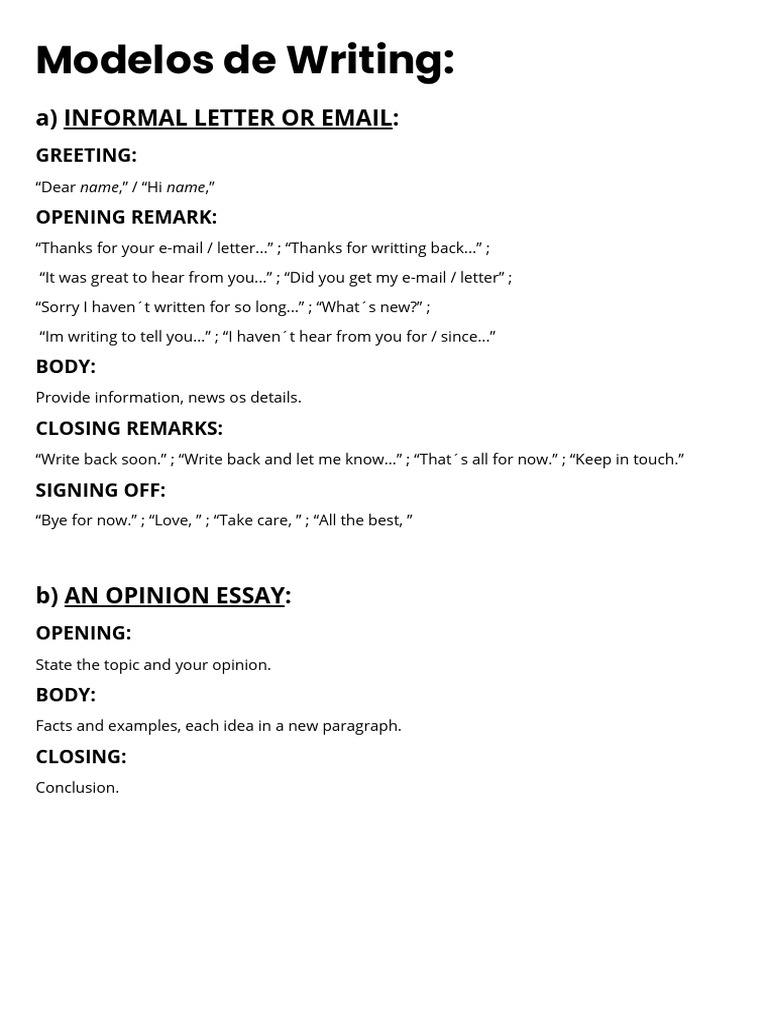 Modelos de Writing | PDF