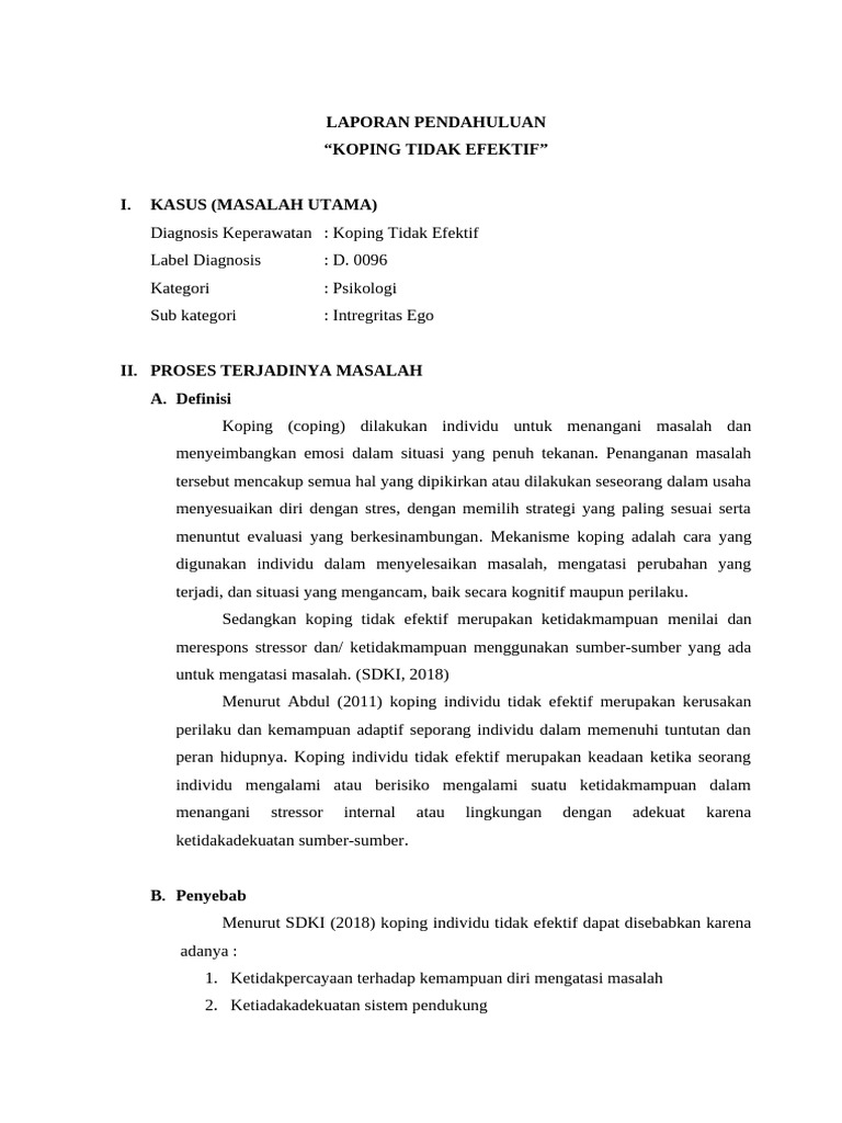 Diagnosa Koping Tidak Efektif Individu | PDF