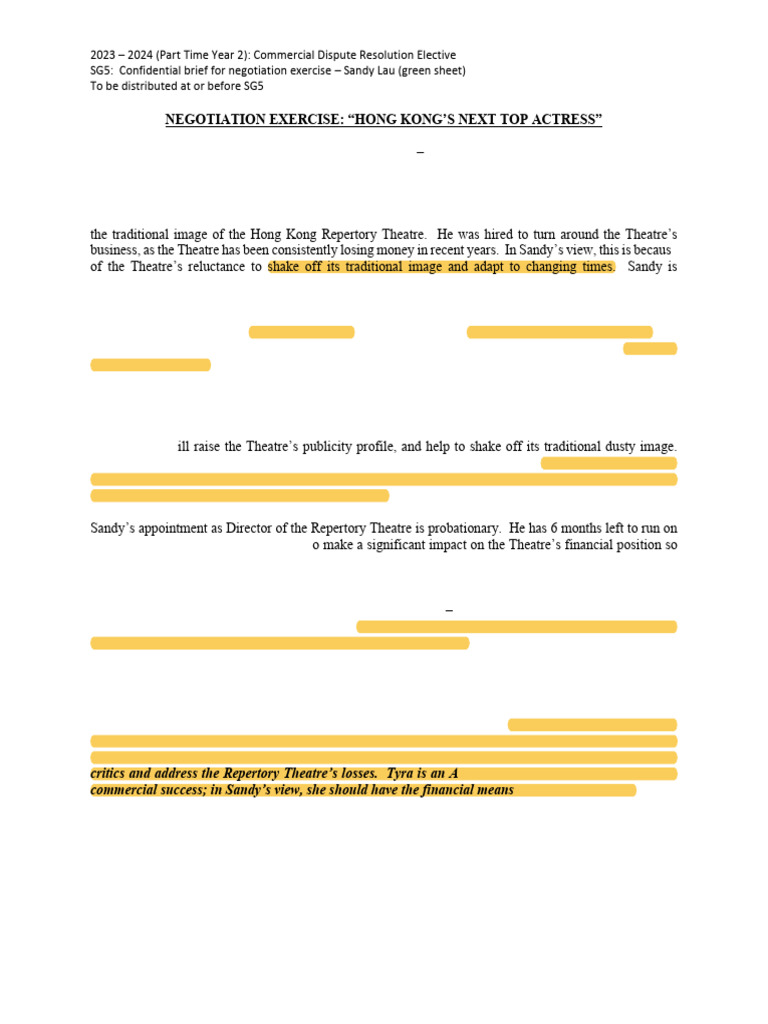 SG5 Confidential Brief For Sandy Lau (PT) (2022 - 2023) | PDF