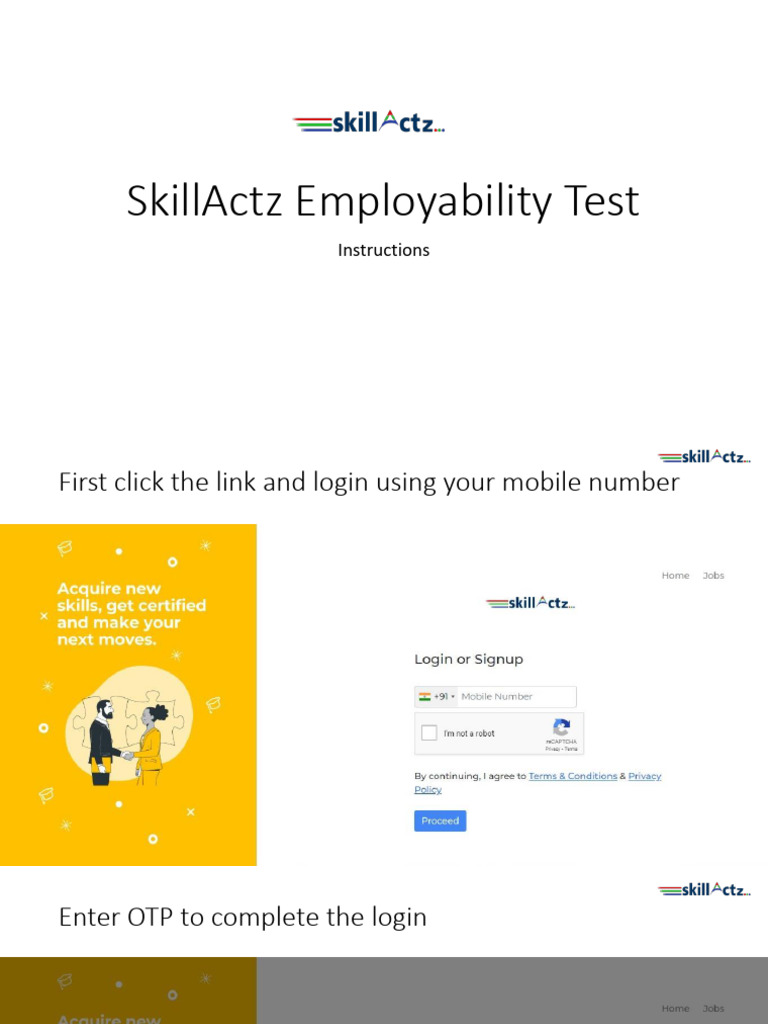 SkillActz Employability Test - Instructions | PDF