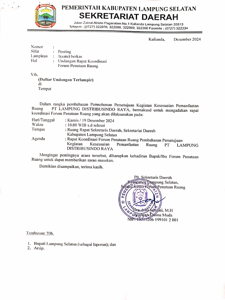 Undangan PT. LAMPUNG DISTRIBUSINDO RAYA | PDF