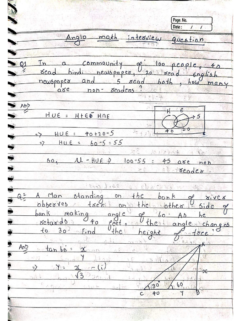 Anglo Eastern Maths Interview Questions | PDF