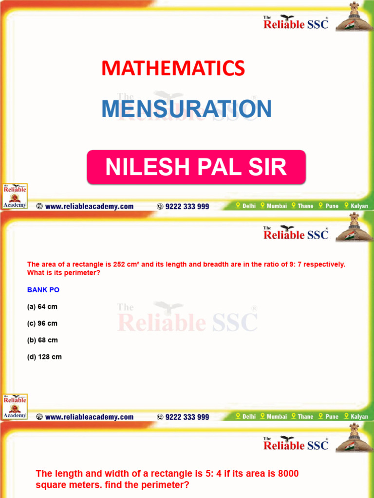 MATH MENSURATION 2D | PDF | Area | Triangle