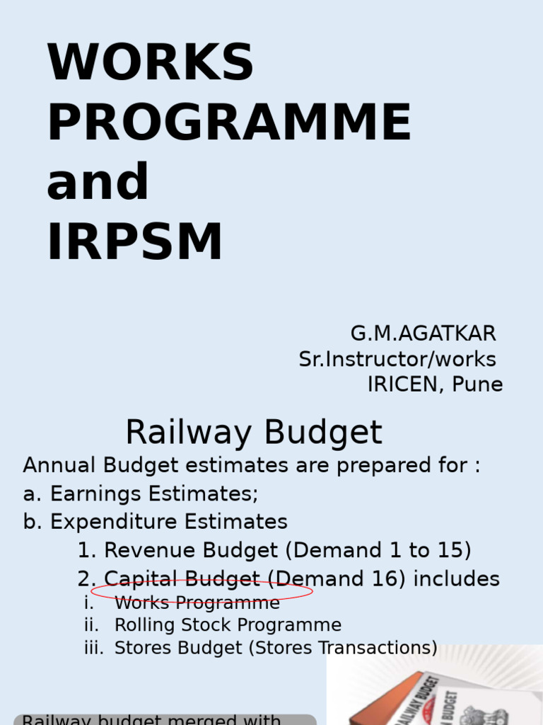 IRPSM Works Programme Overview | PDF | Budget | Expense