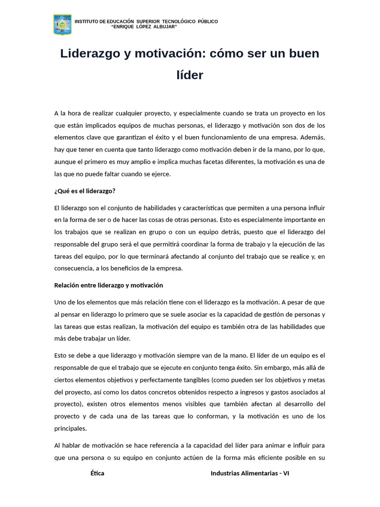 Liderazgo y Motivación Efectiva | PDF | Liderazgo | Motivación