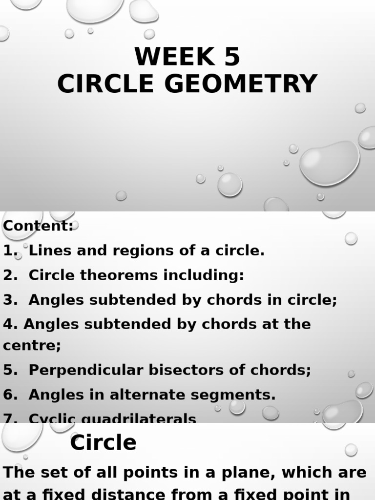 Week 5 Circle Geometry | PDF | Circle | Elementary Geometry
