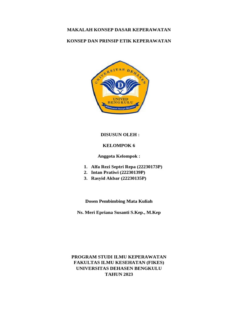 MAKALAH KONSEP DASAR KEPERAWATAN | PDF