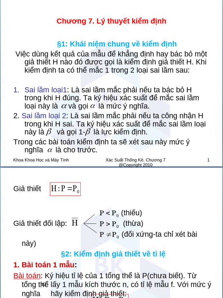 CHƯƠNG 7 BÀI GIẢNG ĐIỆN TỬ XSTK | PDF
