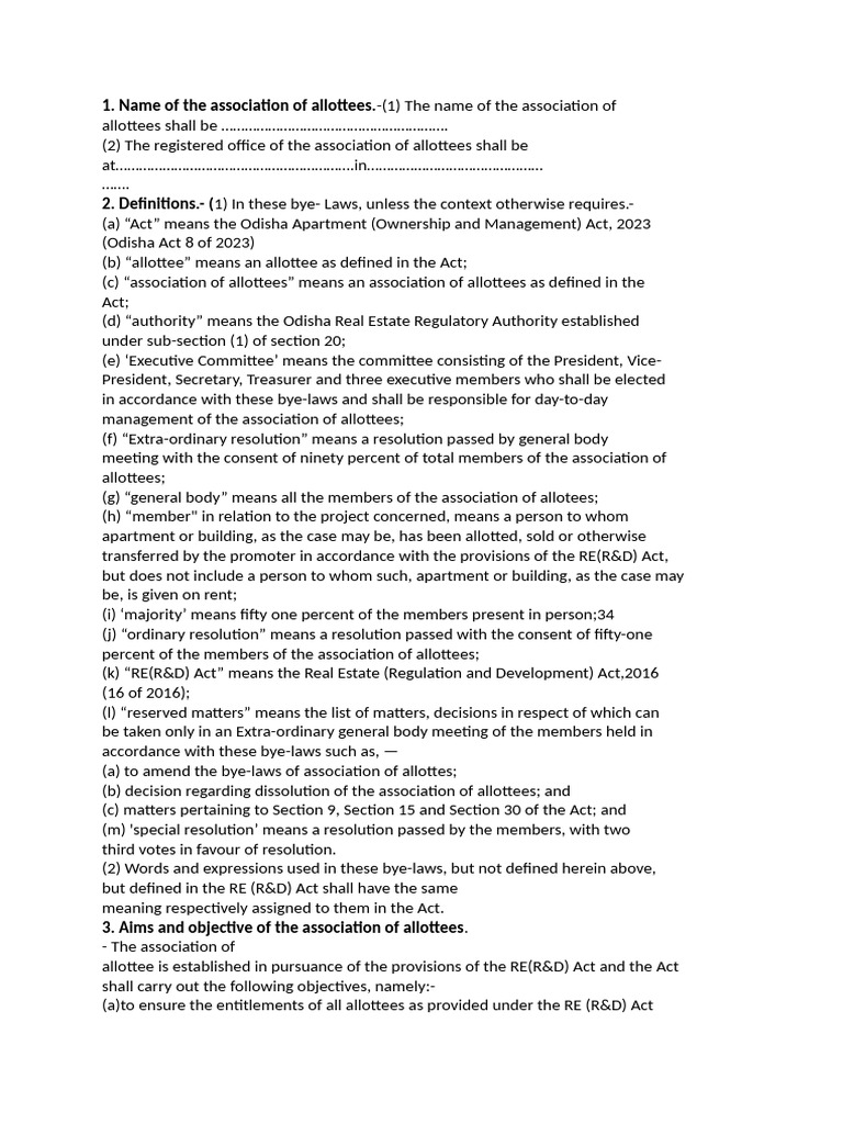 model by laws | PDF | Quorum | Committee